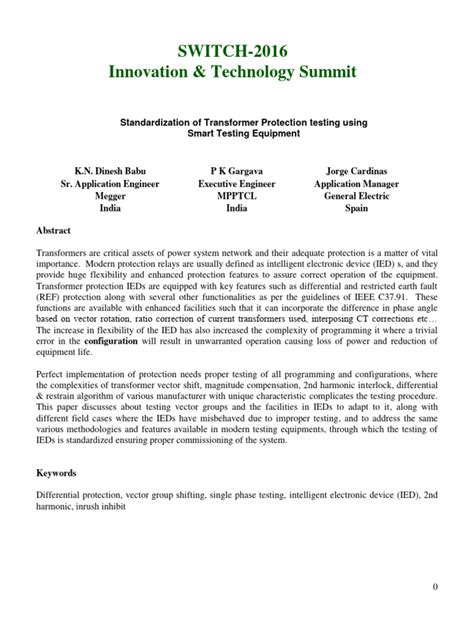Transformerdifferentialprotection Testing Switch Pdf Transformer Euclidean Vector