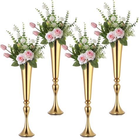 Rozrety 4 Pcs Gold Vase Wedding Centerpieces For Tables 22