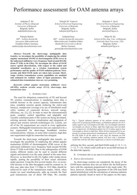 Pdf Performance Assessment For Oam Antenna Arrays
