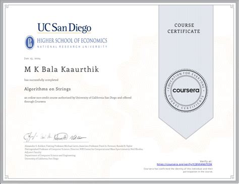 Completed Algorithm On Strings Course M K Bala Kaaurthik Posted On