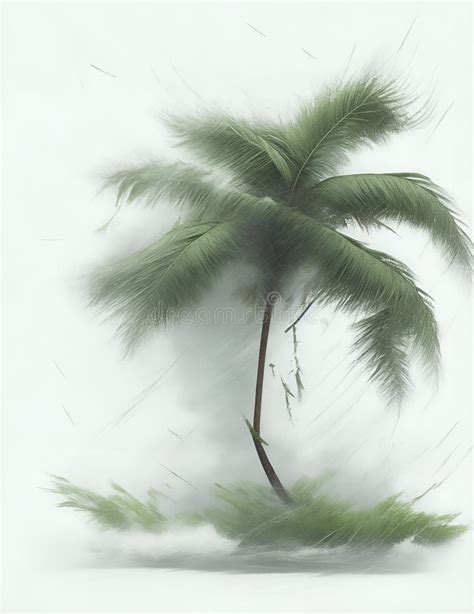 Typhoon Is Coming Strong Wind And Rain White Background Illustration