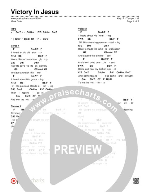 Victory In Jesus Chords Pdf Mark Cole Praisecharts