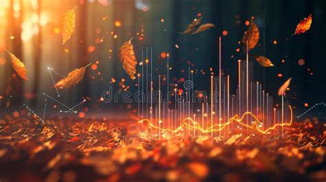 Autumn Forest Scene With Glowing Data Visualization Elements Stock Image Image Of Data Orange