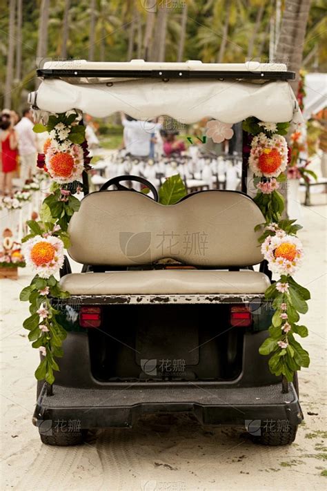 婚礼海滩高尔夫球车汽车垂直画幅热带气候泰国图像交通方式无人素材 花瓣网