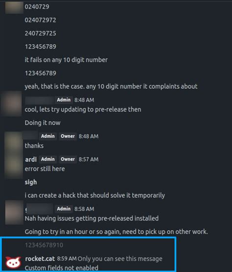 custom fields not enabled error after entering 10 characters or more in