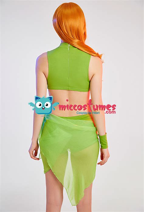 Total Drama Izzy Cosplay Costume Green Top And Shorts Set With Chiffon Sarong Cosplay Shop