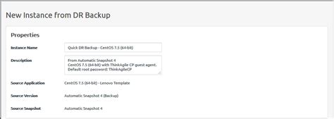 Restore Or Start An Instance From A Quick Dr Backup Thinkagile Cp Lenovo Docs