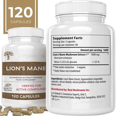 Mushroom Supplement Powder 100 Capsules Lions Mane 301 Extract Powder