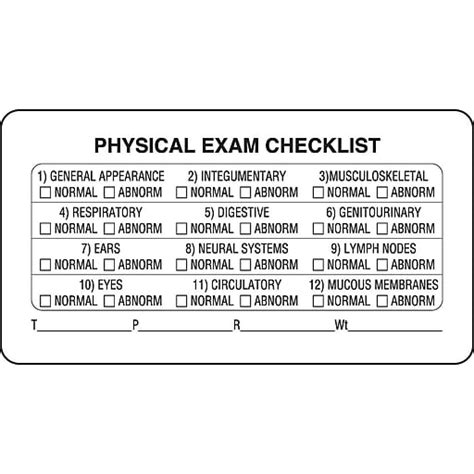 Printable Veterinary Physical Exam Form