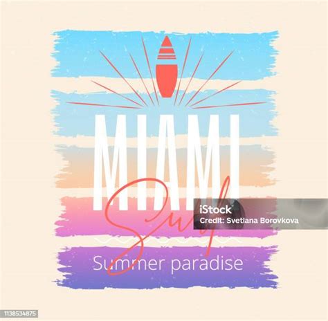 마이애미 서핑 비문 화려한 포스터입니다 티셔츠 프린트 청소년을 위한 여름 디자인 청소년 0명에 대한 스톡 벡터 아트 및 기타 이미지 Istock