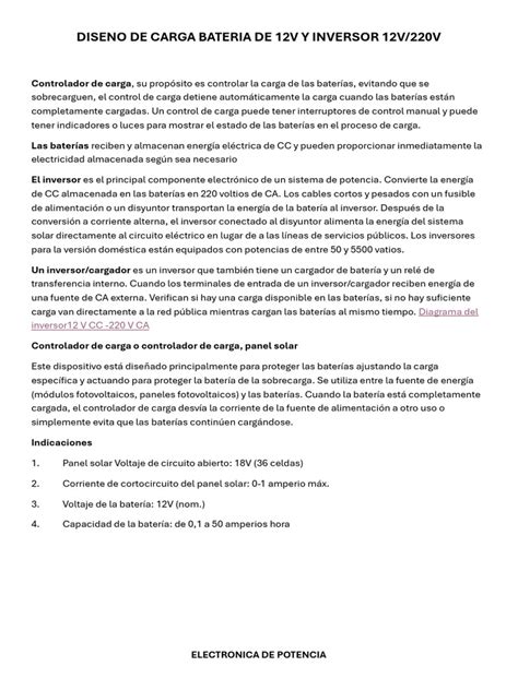 Controlador De Carga O Controlador De Carga Y Inversor 12 220v Pdf