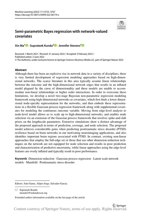 Semi Parametric Bayes Regression With Network Valued Covariates Request Pdf