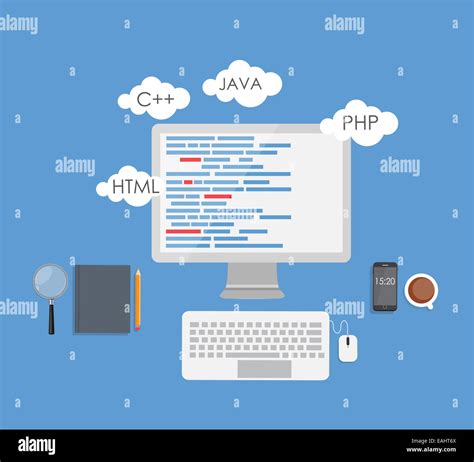 Programming Coding Flat Concept Vector Illustration Stock Photo Alamy