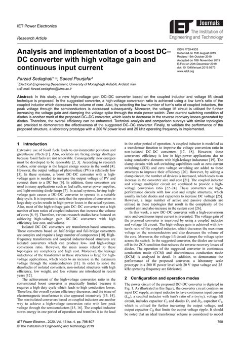 Analysis And Implementation Of A Boost Dc Dc Converter With High Voltage Gain And Continuous