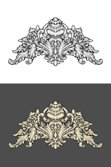 Premium Vector Rococo Ornament With Hand Drawing