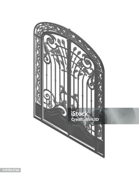 다각형 울타리 게이트 격리 만화입니다 벡터 금속 입구입니다 흰색 배경에 벡터 그림 울타리 게이트 벡터 그림 울타리 문 흰색 배경입니다 장식 건축 요소 3d Summer In