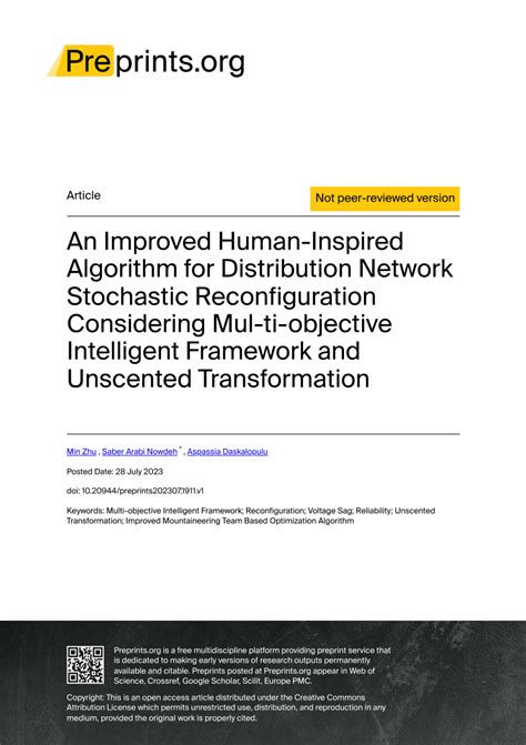 Pdf An Improved Human Inspired Algorithm For Distribution Network Stochastic Reconfiguration