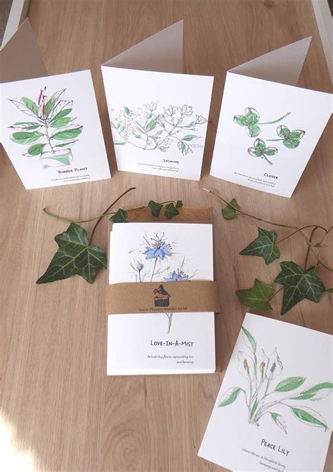 Floral Note Card Pack 5 With Kraft Envelopes Ready T Set Art