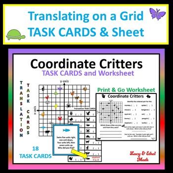 Coordinate Critters Translating And Identifying Coordinates TASK CARDS