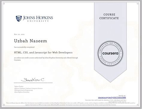 Uzbah Naseem On Linkedin Webdevelopment Learningjourney Css Javascript Html Courseracertified