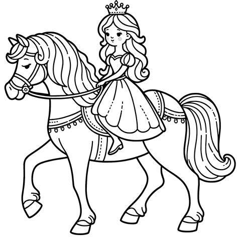 Dibujos Para Colorear Princesa Y Caballo Para Imprimir Dibujo Para