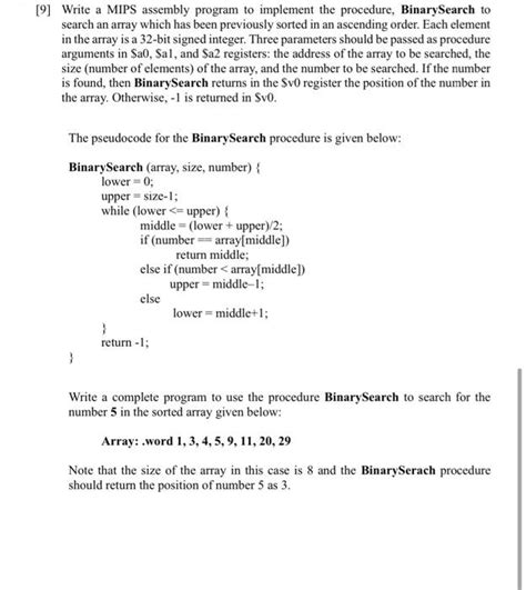 Solved 9 Write A Mips Assembly Program To Implement The