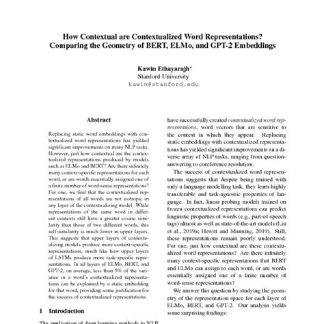 how contextual are contextualized word representations comparing the
