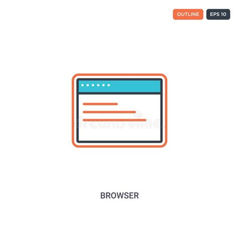 2 Color Browser Concept Line Vector Icon Isolated Two Colored Browser Outline Icon With Blue