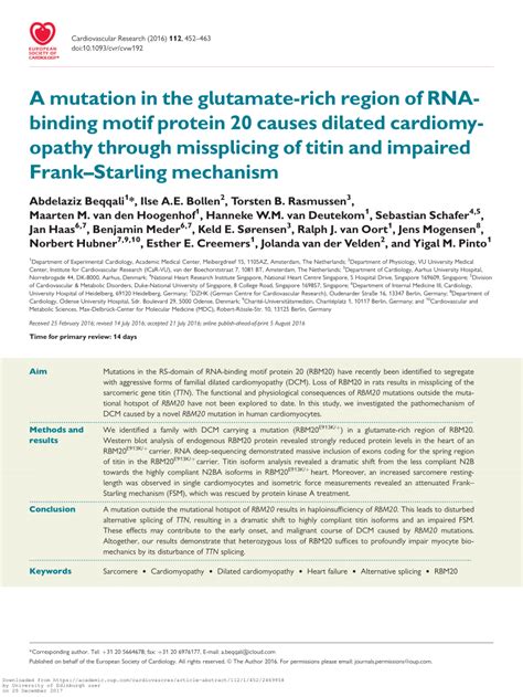 Pdf A Mutation In The Glutamate Rich Region Of Rna Binding Motif
