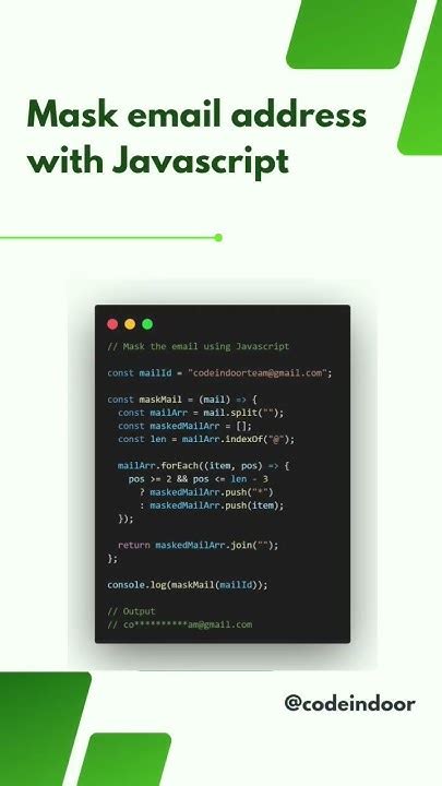Mask Email Address With Javascript Javascript Js Code Reactjs Codeindoor Youtube