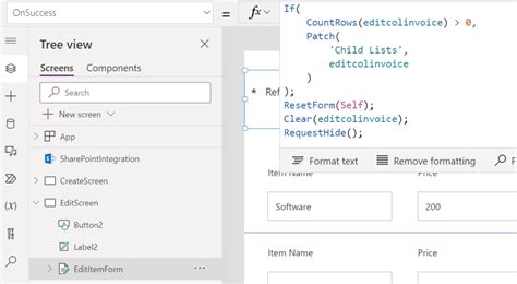add new line items to repeating tables in power apps and sharepoint list