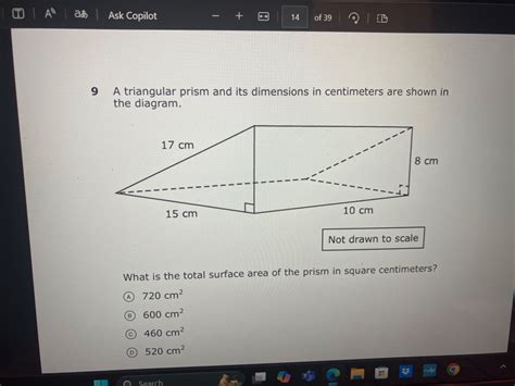 9 A Triangular Prism And Its Dimensions In Centimeters Are Shown In The Diagram Diagram Showing