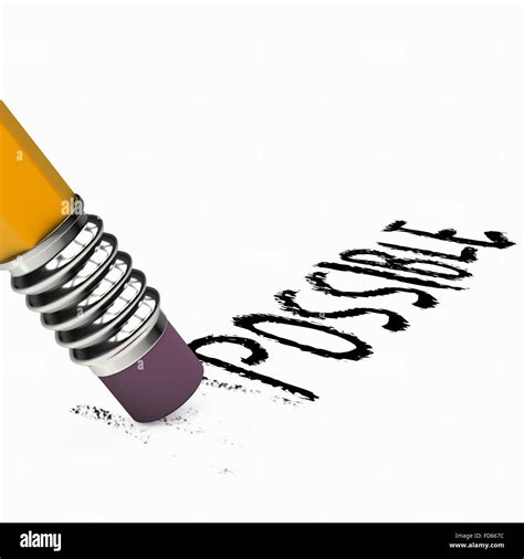 Pencil With Rubber Erasing Characters Of Word Impossible Stock Photo