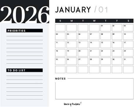 January 2026 Daily Planner Printable Rossy Printable