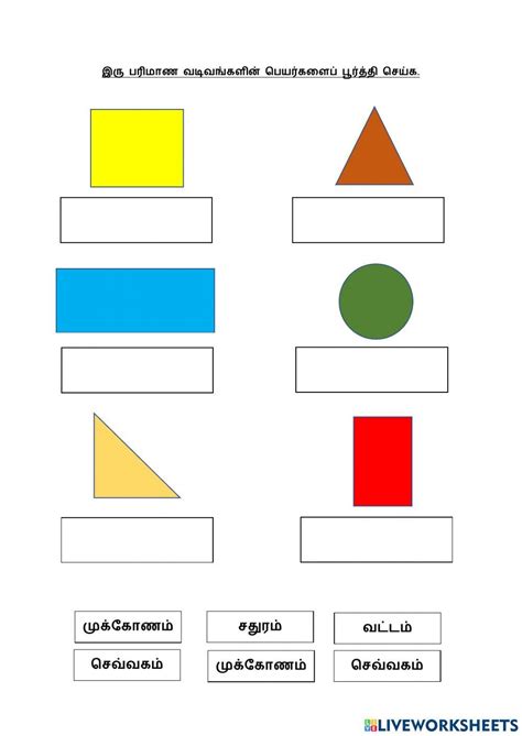 இருபரிமாண வடிவங்கள் Worksheet Live Worksheets