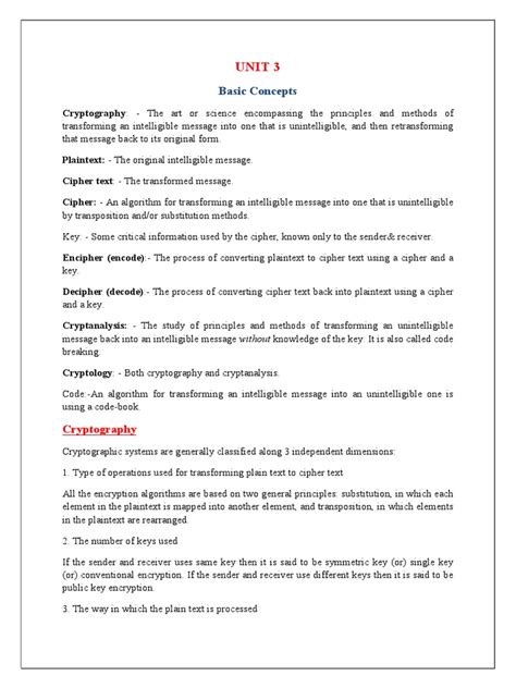 Unit 3 Basic Concepts Pdf Cipher Cryptography