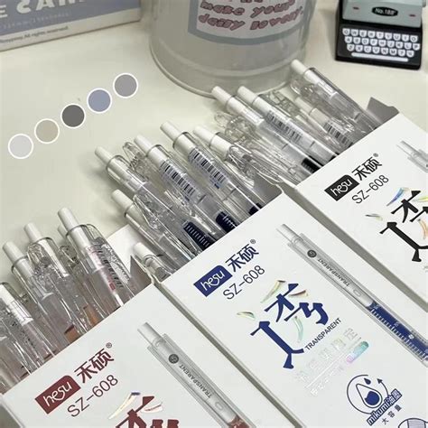 ปากกาเจล 0 5 มม โปร่งใสเรียบง่ายพร้อมปากกาลายเซ็นสํานักงานมัลติฟังก์ชั่นหมึกแห้งเร็วสีดํา แดง