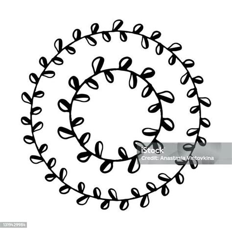 텍스트에 대한 빈 공간이있는 잎 화환의 벡터 집합입니다 디자인 템플릿을 위한 흰색 배경에 낙서 스타일로 반 블랙 컬러 핸드 그린