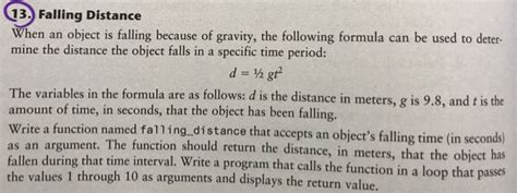 Solved Falling Distance When An Object Is Falling Because Chegg Com