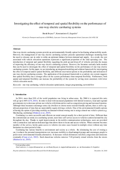 Pdf Temporal And Spatial Flexibility In Carsharing