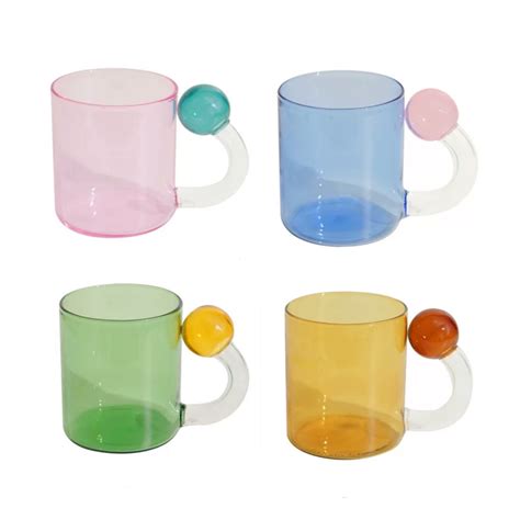 이지굿 컬러 버블 손잡이 유리컵 에이드 커피 글라스 위시버킷