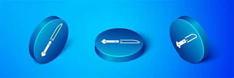 파란색 배경에 격리된 등색 나이프 아이콘입니다 칼 붙이 기호 파란색 원 버튼입니다 벡터 3차원 형태에 대한 스톡 벡터 아트 및 기타 이미지 Istock
