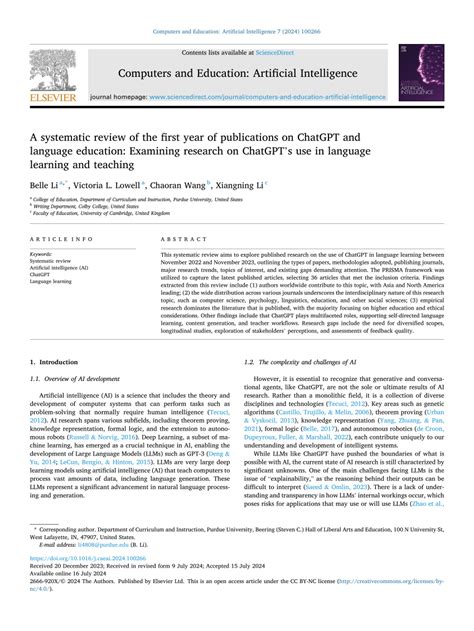 Pdf A Systematic Review Of The First Year Of Publications On Chatgpt And Language Education