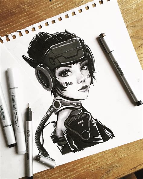 Artstation Cyberpunk Robot Girl Copic Marker