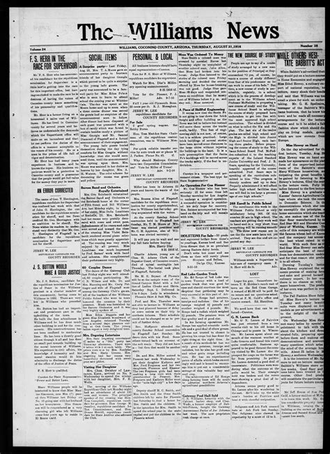 The Williams News 1916 08 31 Arizona Memory Project