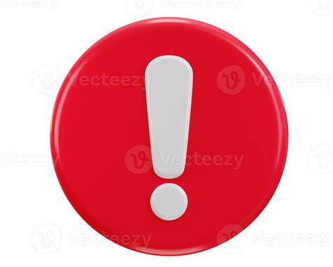 3d Circle Exclamation Sign Warning Or Danger Risk Message Alert Problem