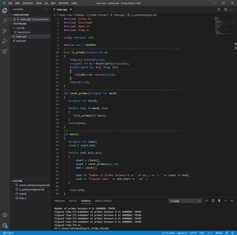 Learn To Count Prime Numbers In Visual Studio Code C