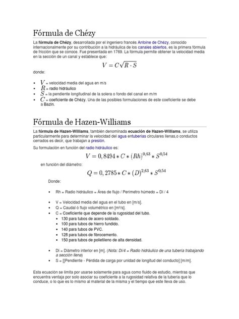 Formula De Chezy Pdf
