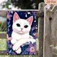 8x12 Inches Cute White Kitten With Blue Eyes And Floral Background