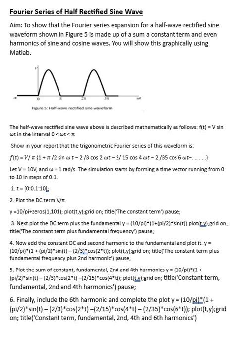 Solved Fourier Series Of Half Rectified Sine Waveaim To